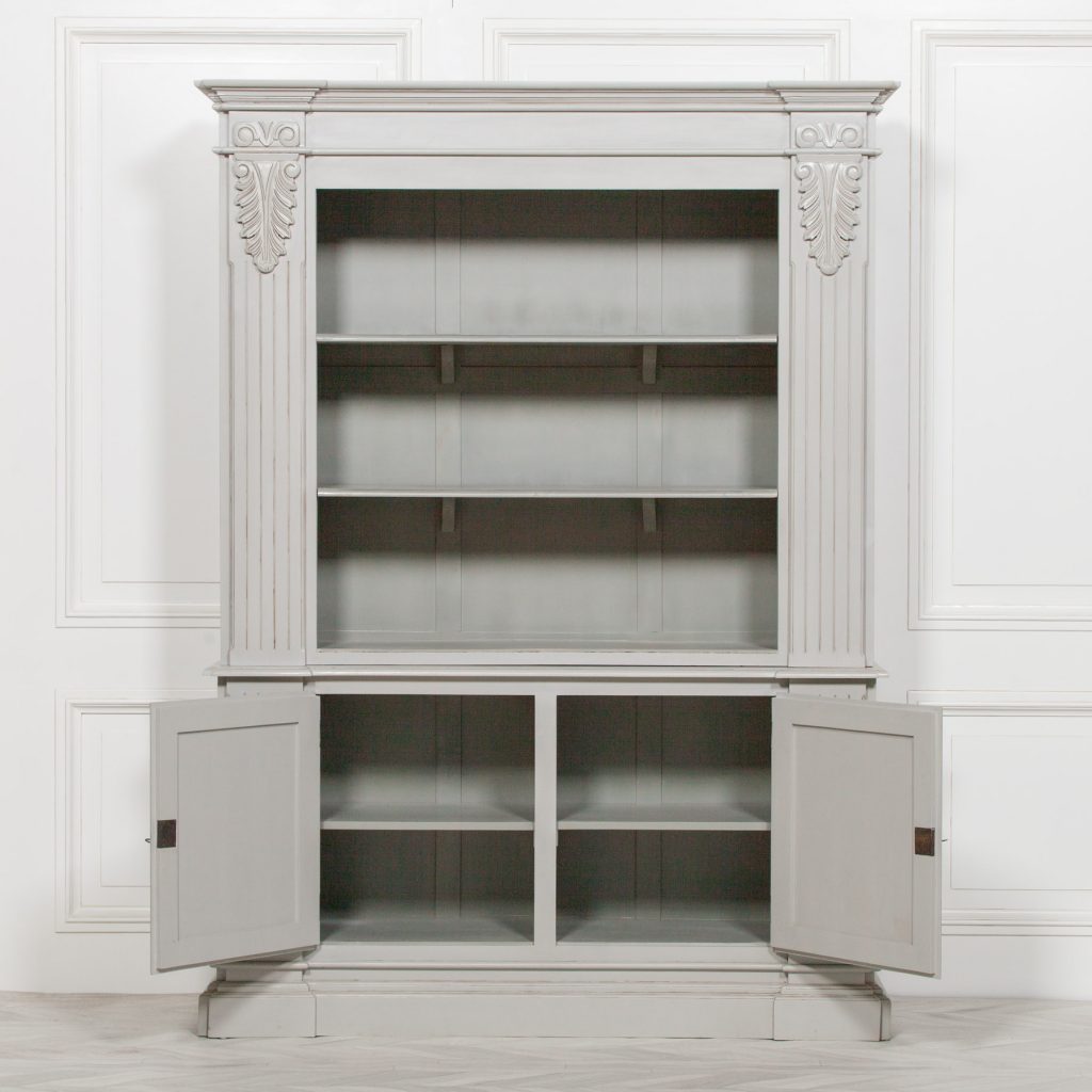 Large Grey Open Bookcase - Maison Reproductions
