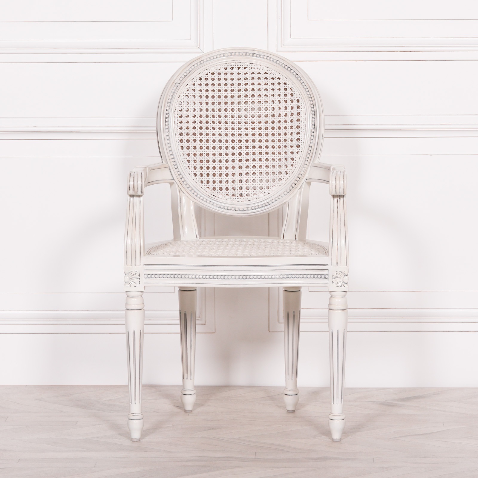 Off White Chateau Rattan Dining / Bedroom Arm Chair - Maison Reproductions