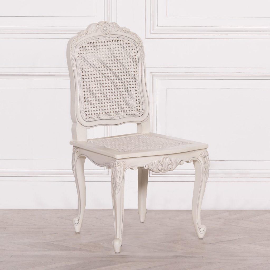 Off White Rattan Dining / Bedroom Chair - Maison Reproductions