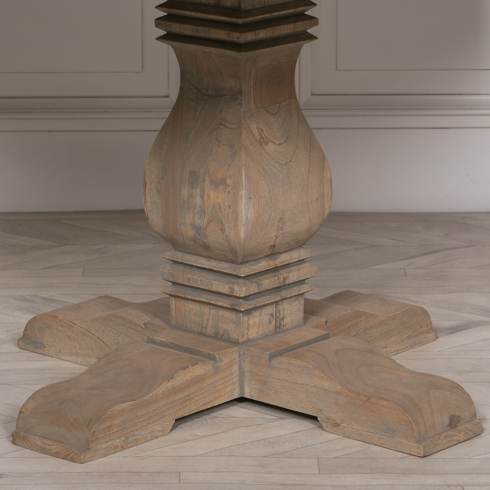 Rustic Wooden Round Pedestal Dining Table - Maison Reproductions