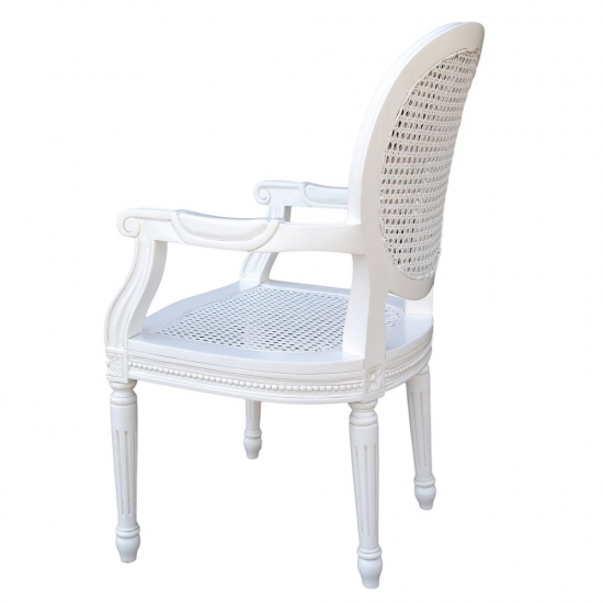 Chateau White Rattan Dining / Bedroom Arm Chair - Maison Reproductions