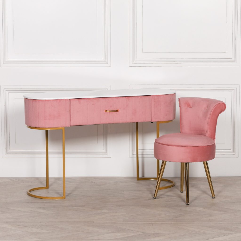 Pink Upholstered Dressing Table - Maison Reproductions