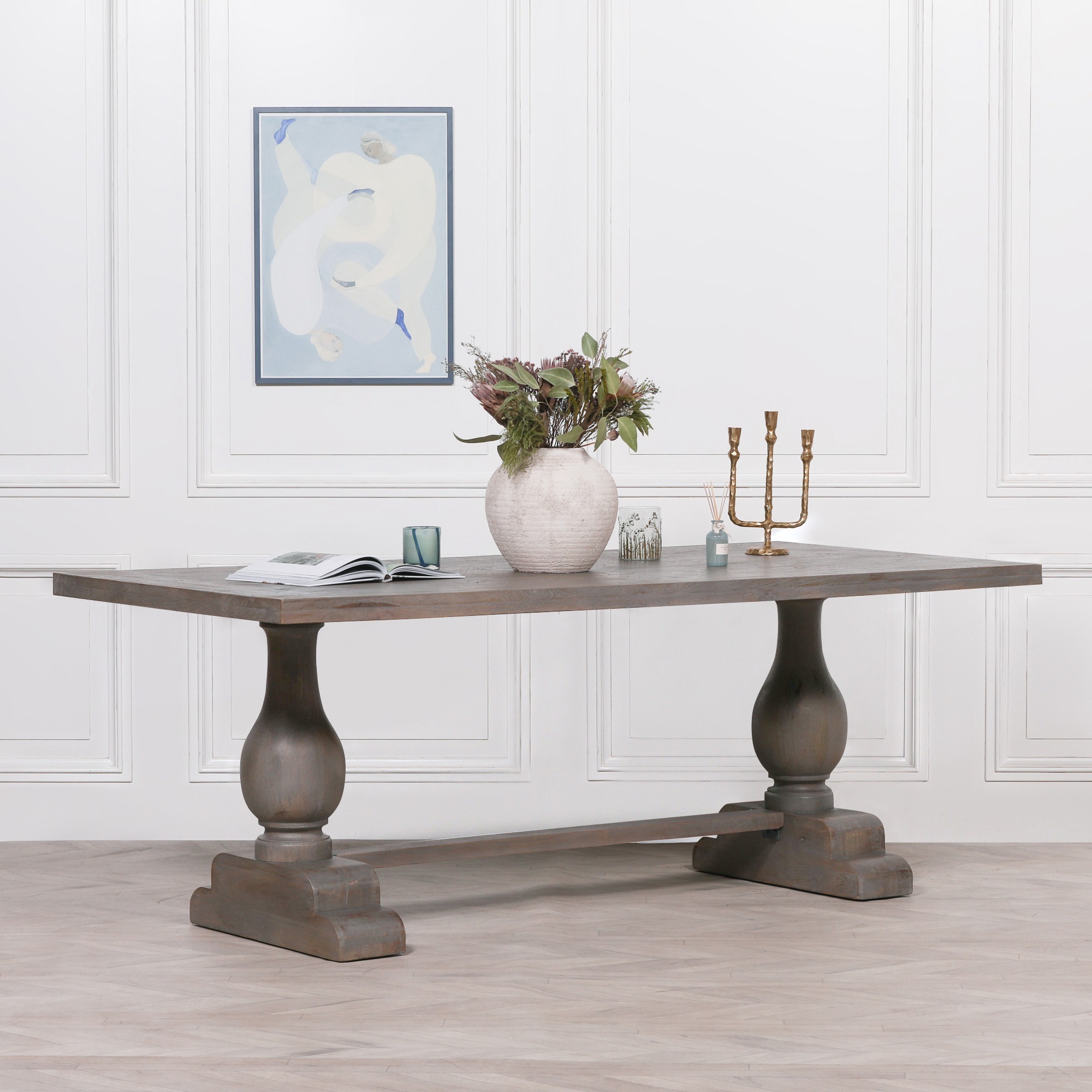 Wooden Rustic Rectangular Dining Table 210cm - Maison Reproductions