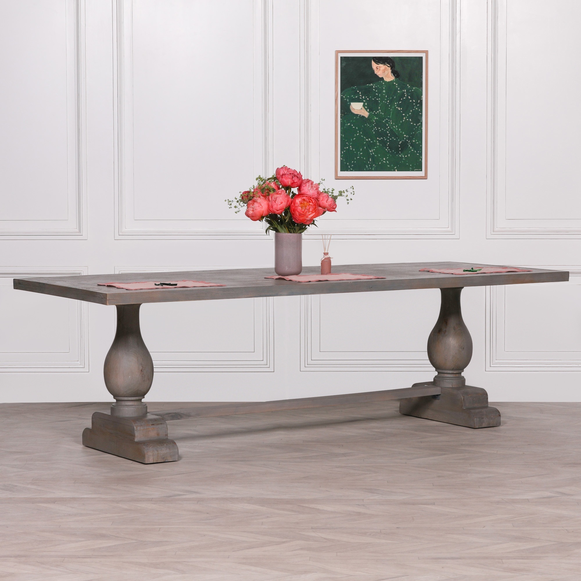 Wooden Rustic Rectangular Dining Table 260cm - Maison Reproductions