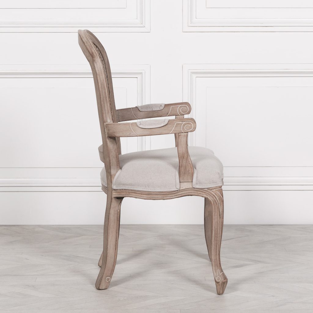 Wooden Carver Louis Upholstered Dining Arm Chair - Maison Reproductions